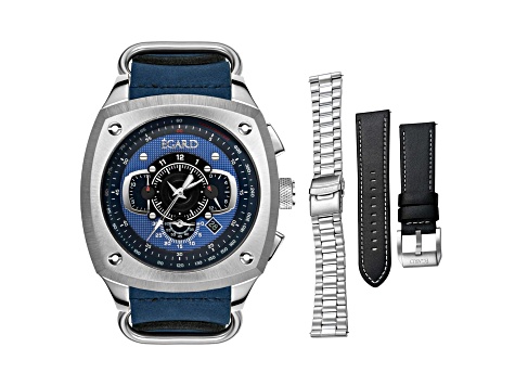 Egard VI-Viking 46mm Blue Leather Strap Blue Dial Chronograph Quartz ...