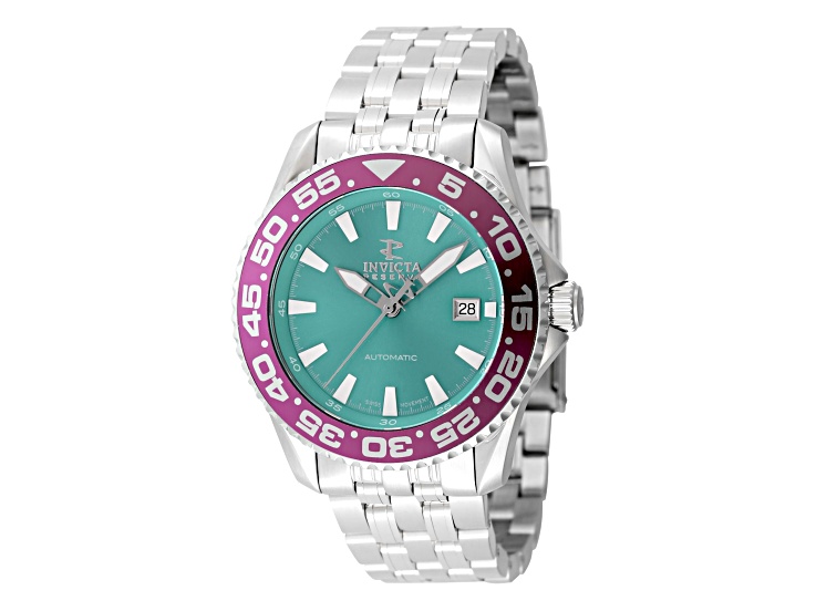Invicta Reserve 44mm Light Blue Dial Pink Bezel Stainless Steel ...