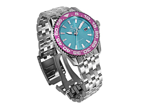 Invicta Reserve 44mm Light Blue Dial Pink Bezel Stainless Steel ...