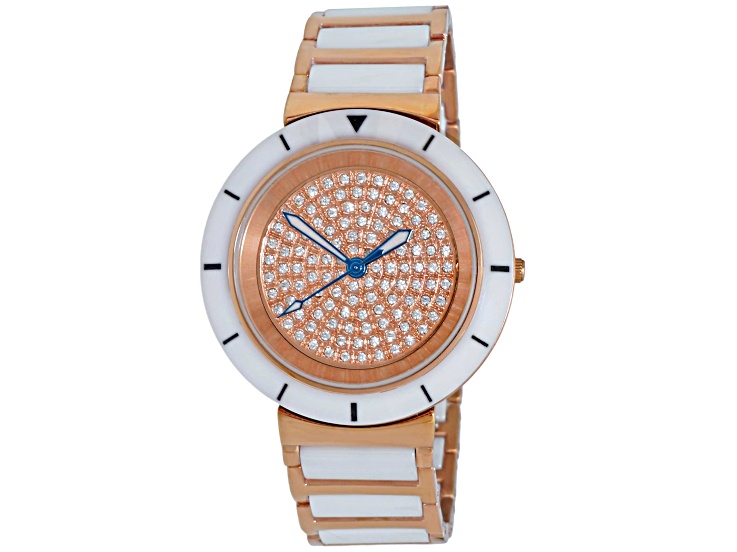 Oniss Toulon 37mm Rose Two-tone Stainless Steel Bracelet White Bezel ...