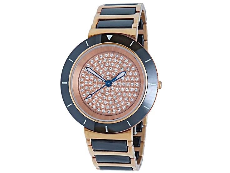 Oniss Toulon 37mm Rose Two-tone Stainless Steel Bracelet Black Bezel ...