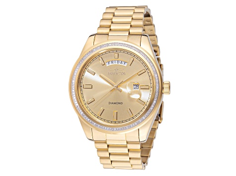 Invicta Elite Diamond 44mm Yellow Stainless Steel Band Quartz Watch 0 ...