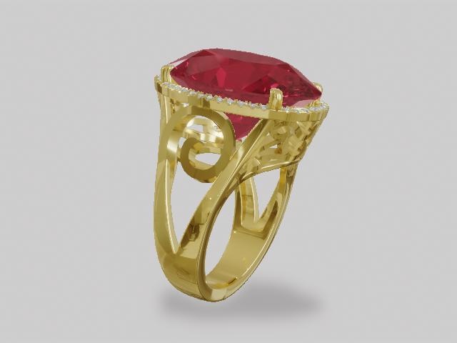 Red Lab Created Ruby 18k Yellow Gold Over Sterling Silver Ring 21.73ctw ...