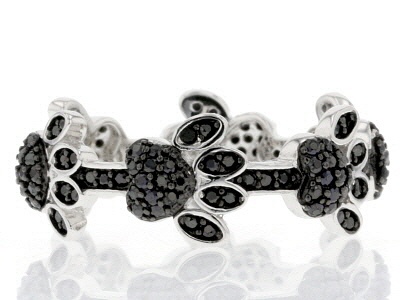 Black spinel rhodium over silver dog paw band ring .86ctw - TNH051 ...